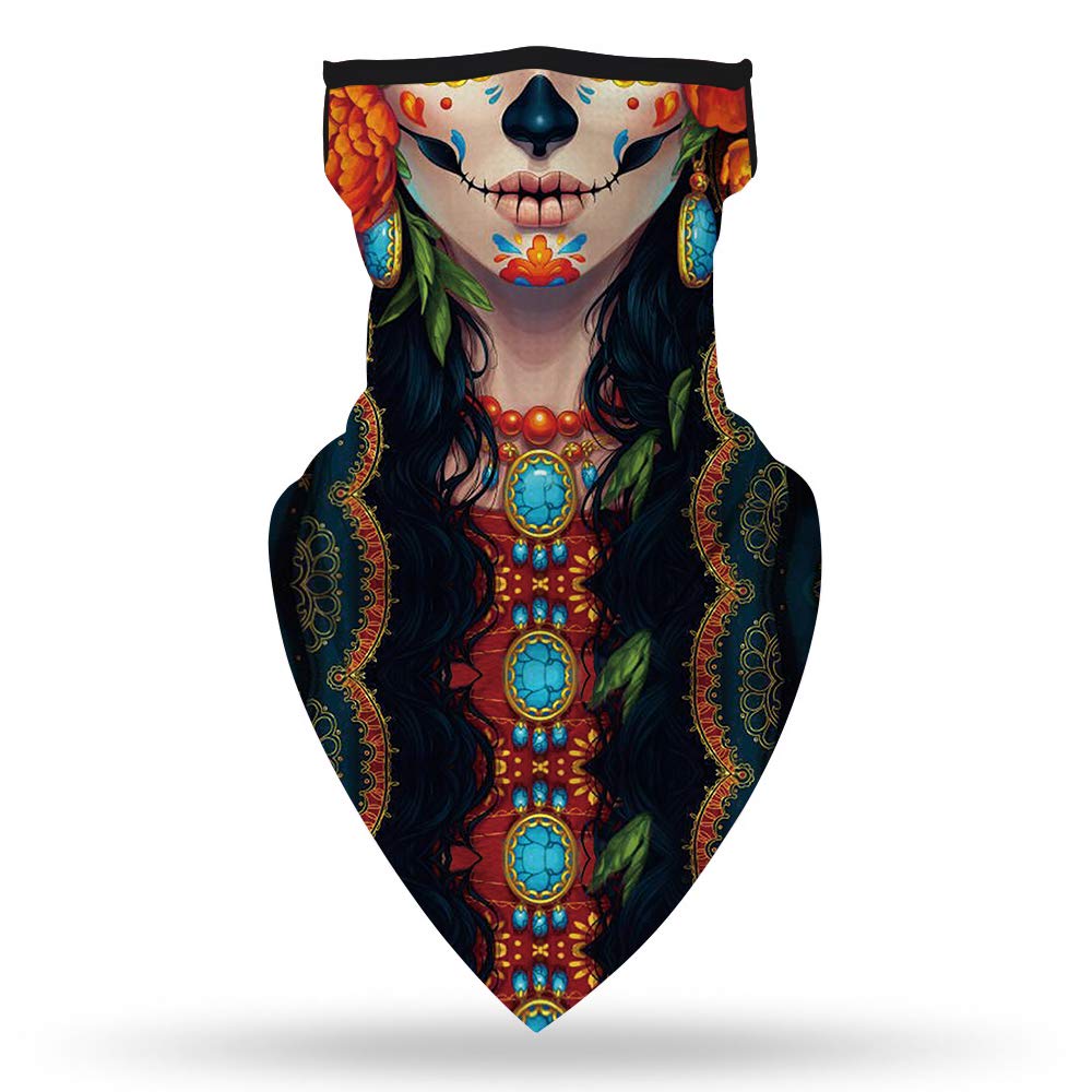 Visen Face Bandana Ear Loops Stylish Men Women Neck Gaiters for Dust Wind Motorcycle(C)