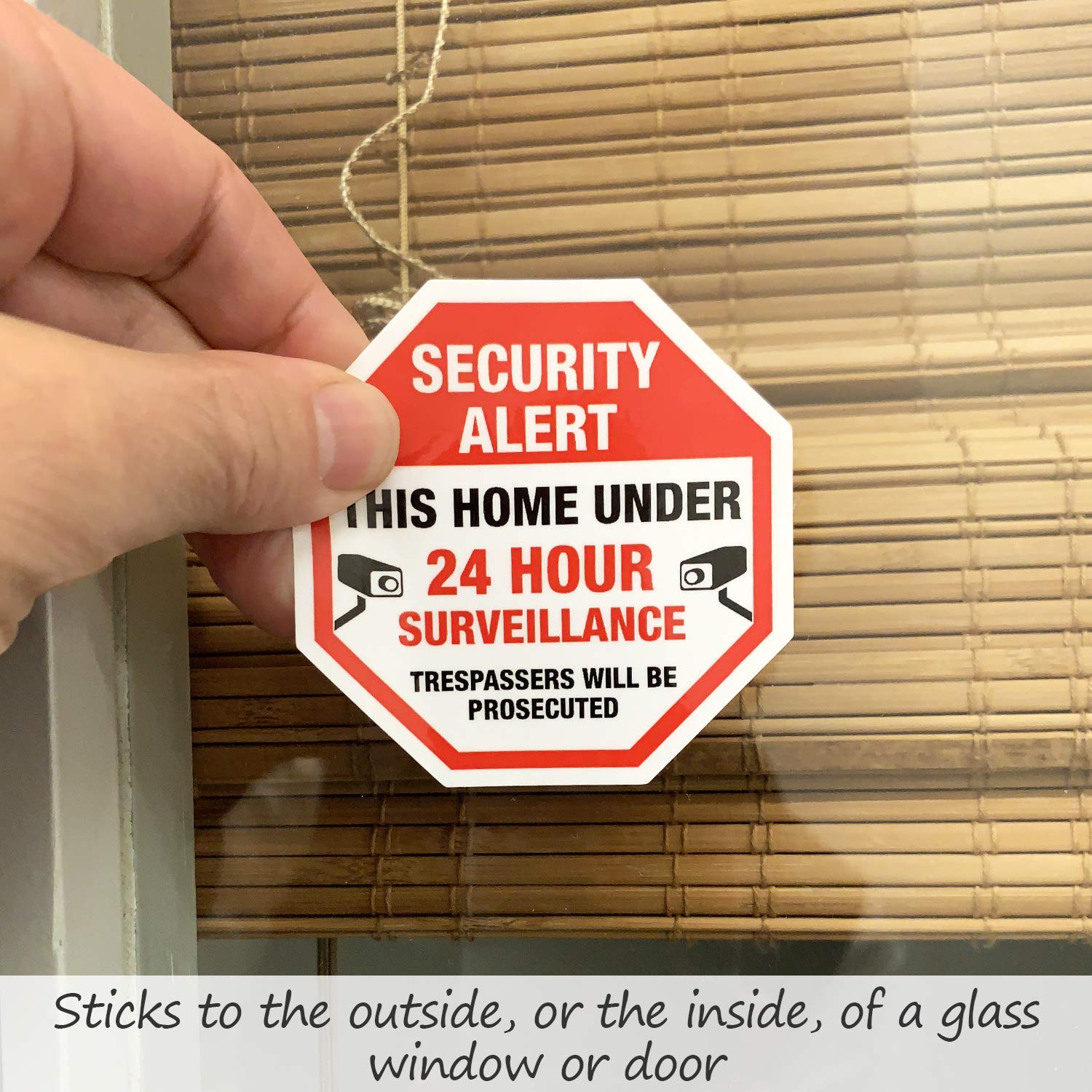 SmartSign "Security Alert - This Property Under 24 Hour Surveillance, Trespassers Will Be Prosecuted" Label Set | Double-Sided Polyester Window Decal [New]