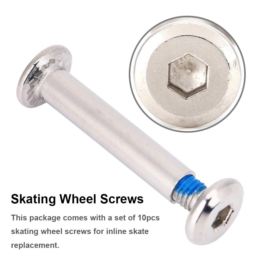 Skate Screws, 10Pcs 31mm Inline Skate Axle Metal Skate Screws, Inline Skate Skating Screws Kit, Skate Replacement Screws for Repairing Changing Skates