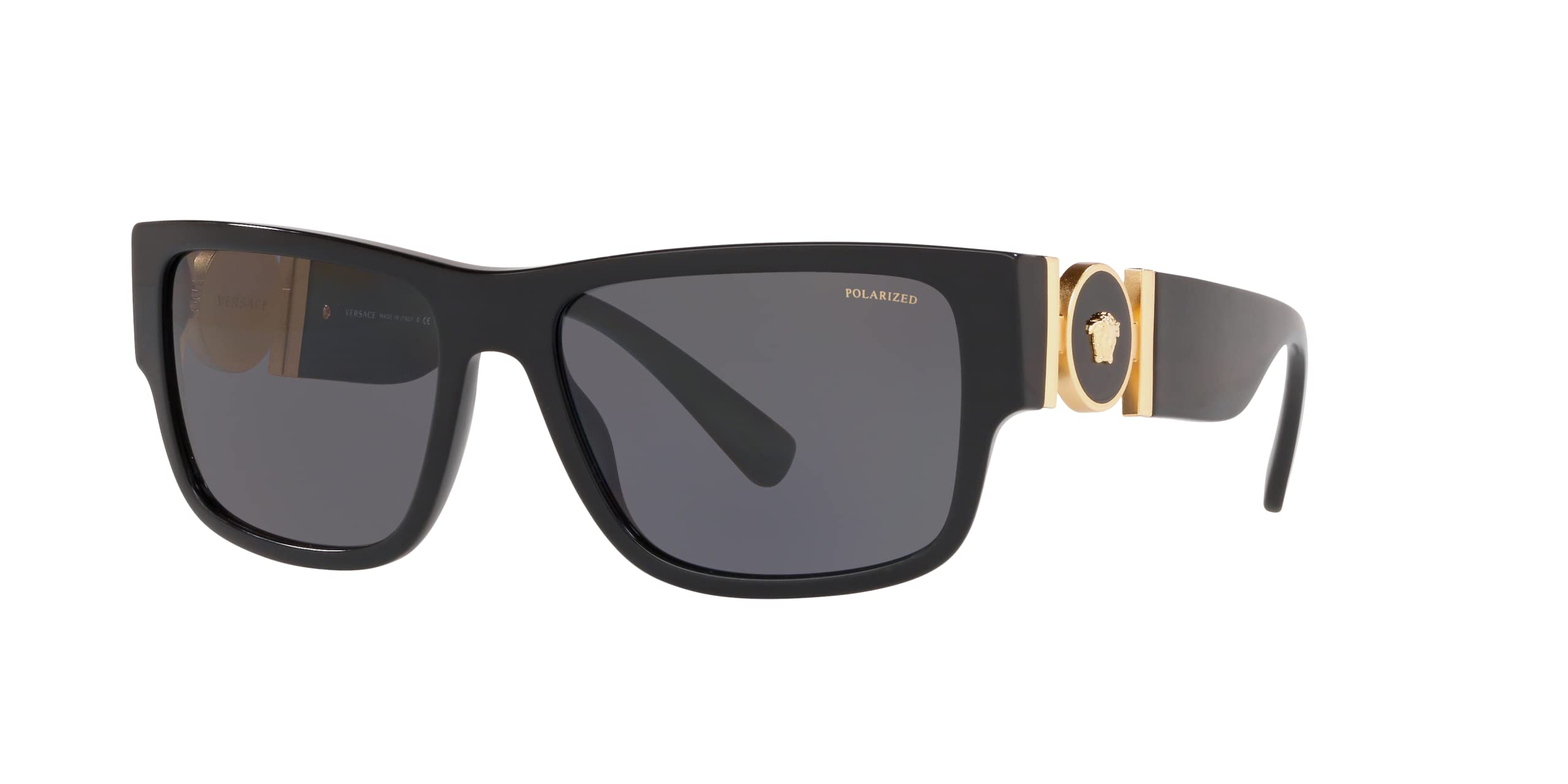 Versace Man Sunglasses Black Frame, Dark Grey Polarized Lenses, 58MM