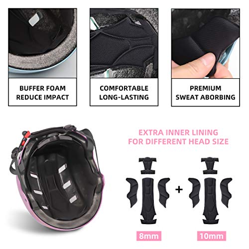 Skateboard Bike Helmet with Two Removable Liners Adjustable Ventilation for Multi-Sport Scooter Roller Skate Inline Skating,3 Sizes for Kids,Youth,Adult
