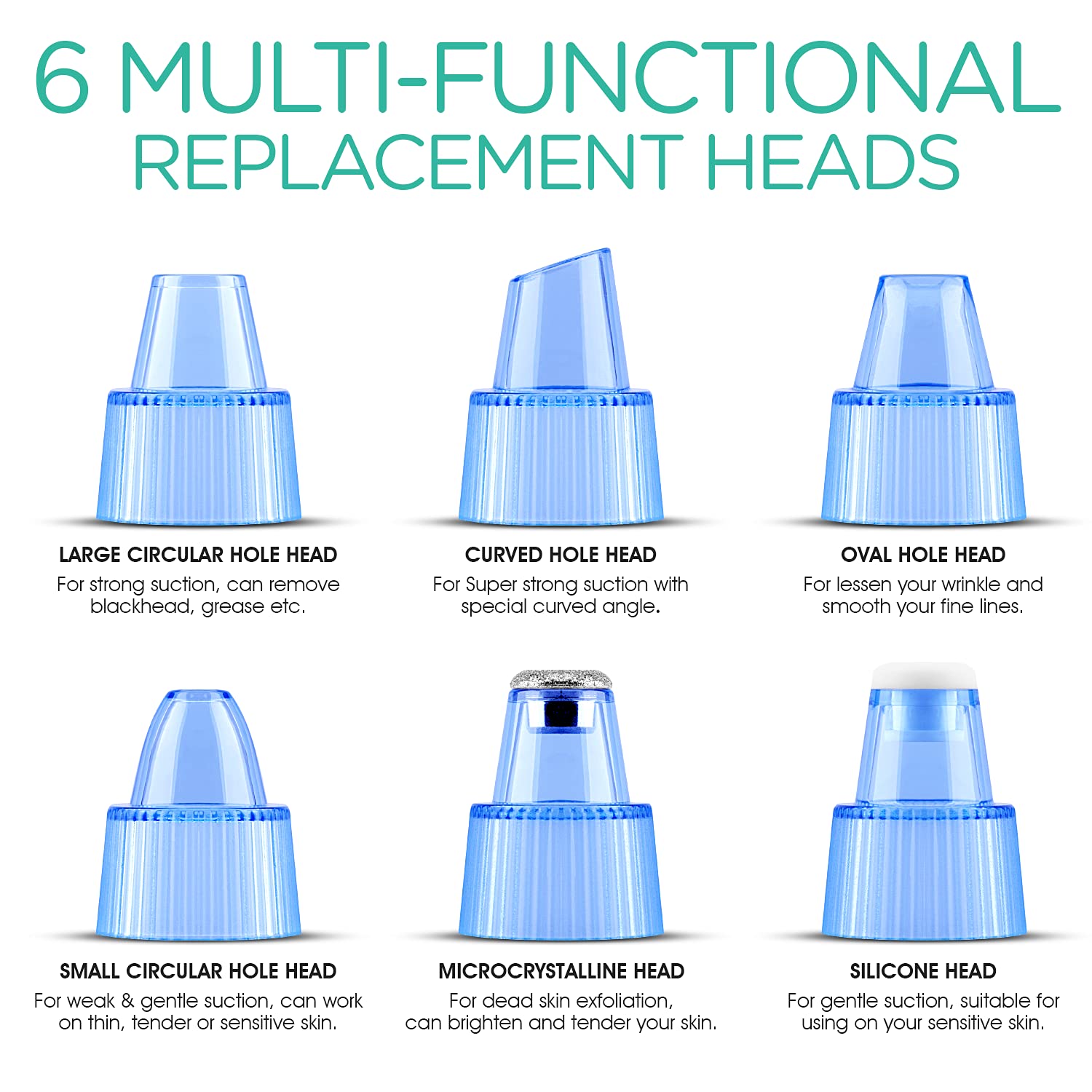 VOYOR Blackhead Remover Pore Vacuum - Electric Face Vacuum Pore Cleaner Acne White Heads Removal with Suction Heads (BR510)