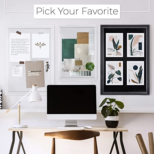 SKL Products Cork Board - 30" x 20" Large, Framed, White Bulletin Board for School, Home, Kitchen & Office Walls