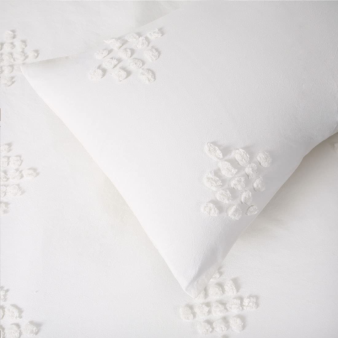 YINFUNG Textured Duvet Cover Tufted Ivory Boho Cotton Queen Cream Off White Textured Diamond Moroccan Clipped Boho Chic Geo 3 Piece Bedding Set Bohemian 90x90 Quilt Cover