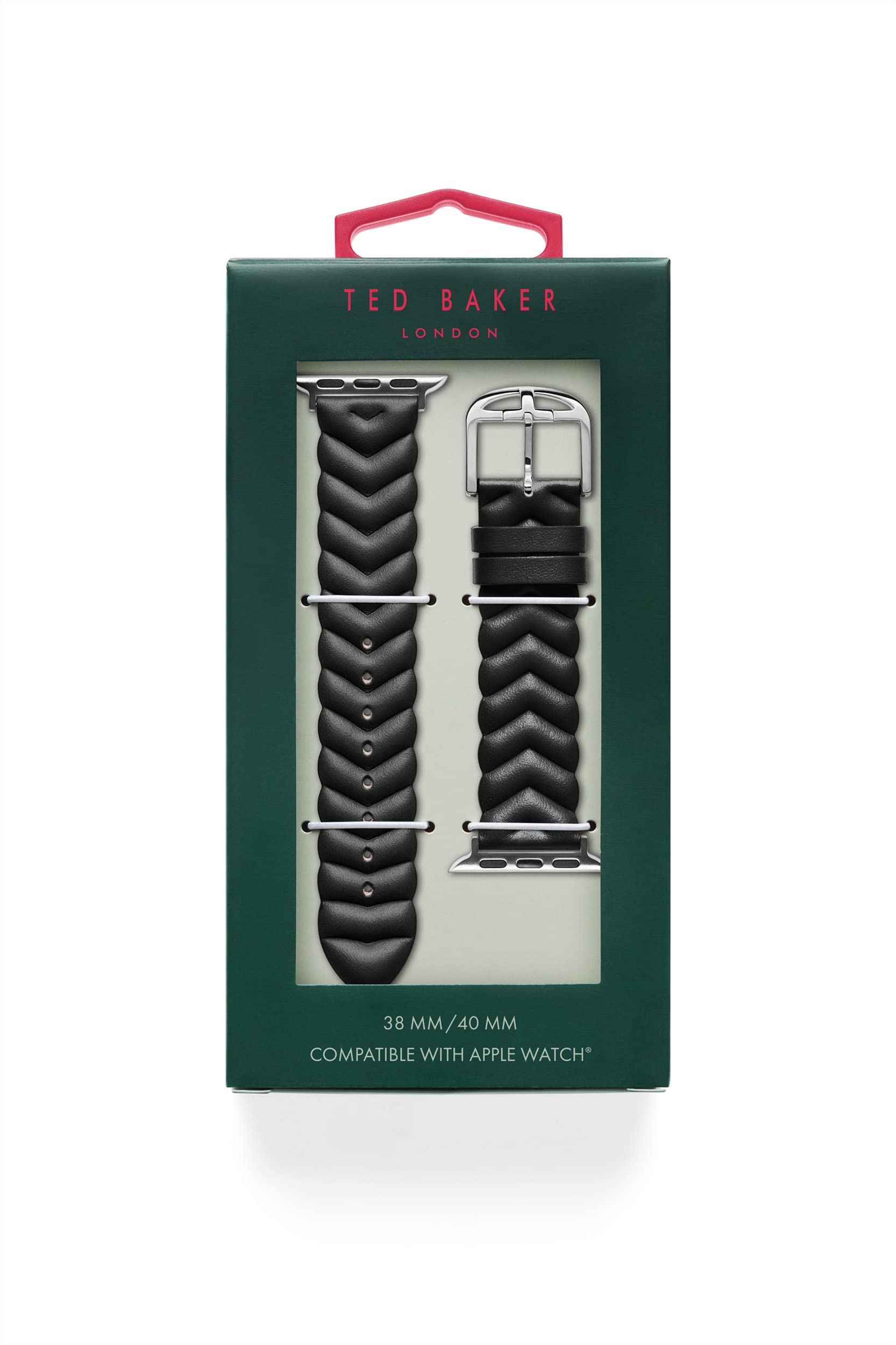 Ted Baker Black Chevron Leather Strap for Apple Watch® (Model: BKS38F110B0)