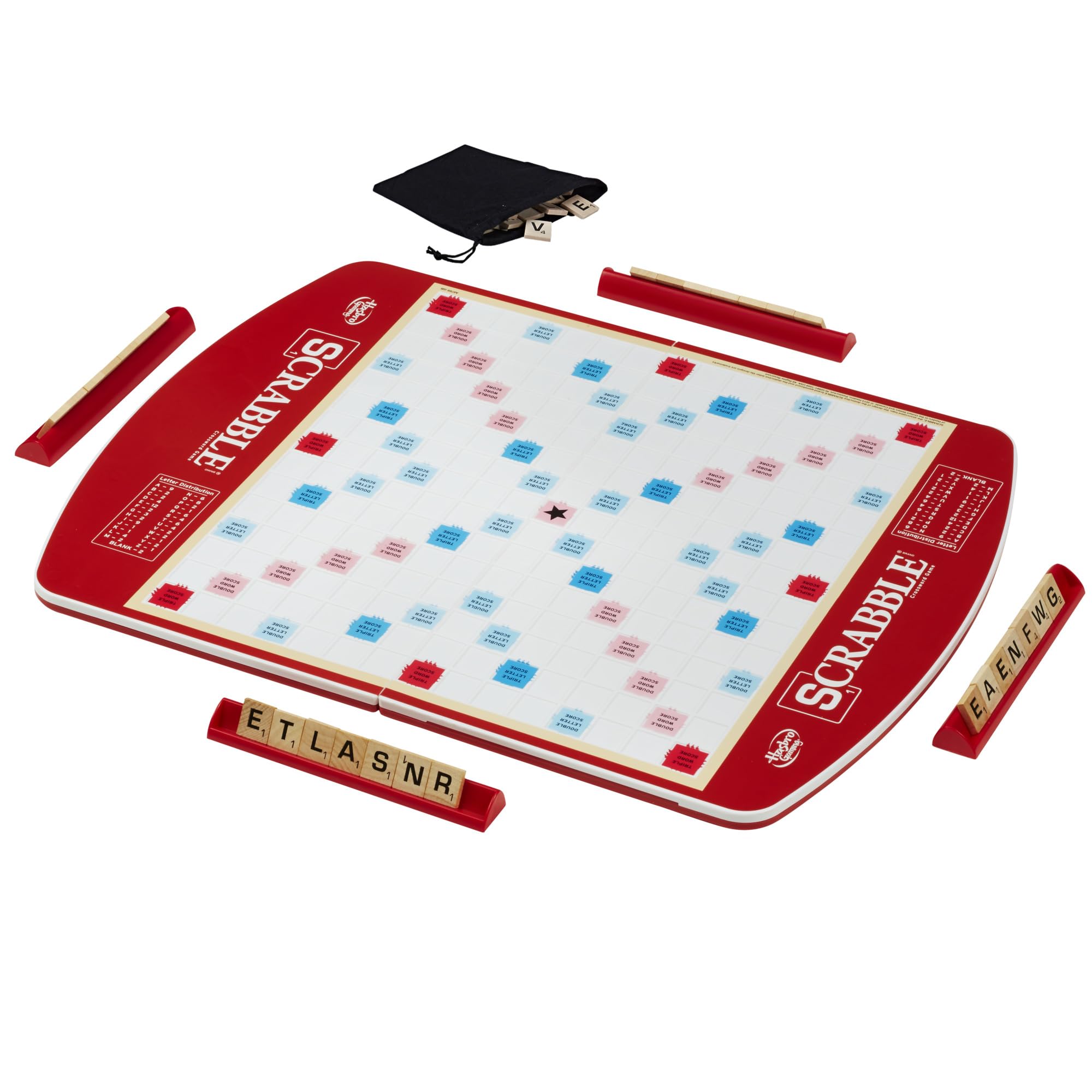 Scrabble Game Deluxe Edition Letter Tiles Board Game, Family Board Games for Adults and Kids, Word Games for 2-4 Players, Ages 8+