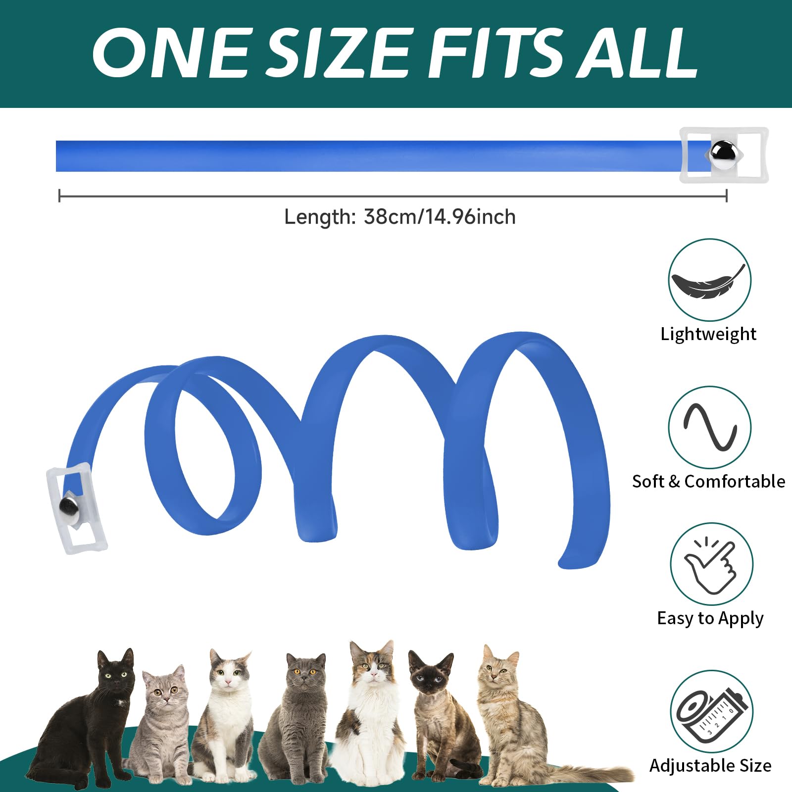 Woyamay 4 Pack Flea Collar for Cats, Luminous Cat Flea Collars, Natural Cat Flea Collar, 8-Month Flea and Tick Prevention for Cat, Adjustable & Water Resistant Cat Flea and Tick Collar, Gray