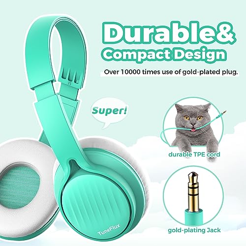 TuneFlux Kids Headphones, Design for Boys and Girls-Green