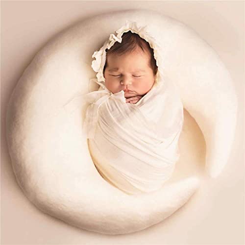 Tee-Mo Newborn Photography Posing Pillow Crescent Moon Pillow Star Pillows Posing Beans Moon Pillow Stars Set DIY Newborn Professional Photography Prop (A-White)
