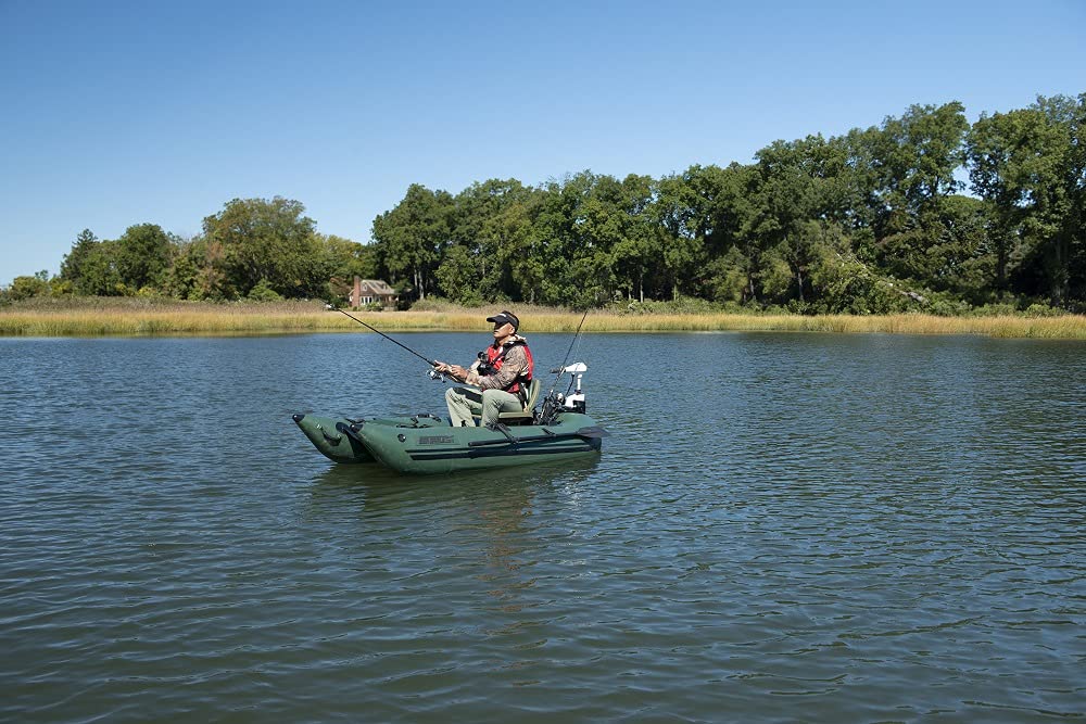 Sea Eagle 285 Inflatable Frameless Fishing Pontoon Boat Watersnake Electric Motor Package
