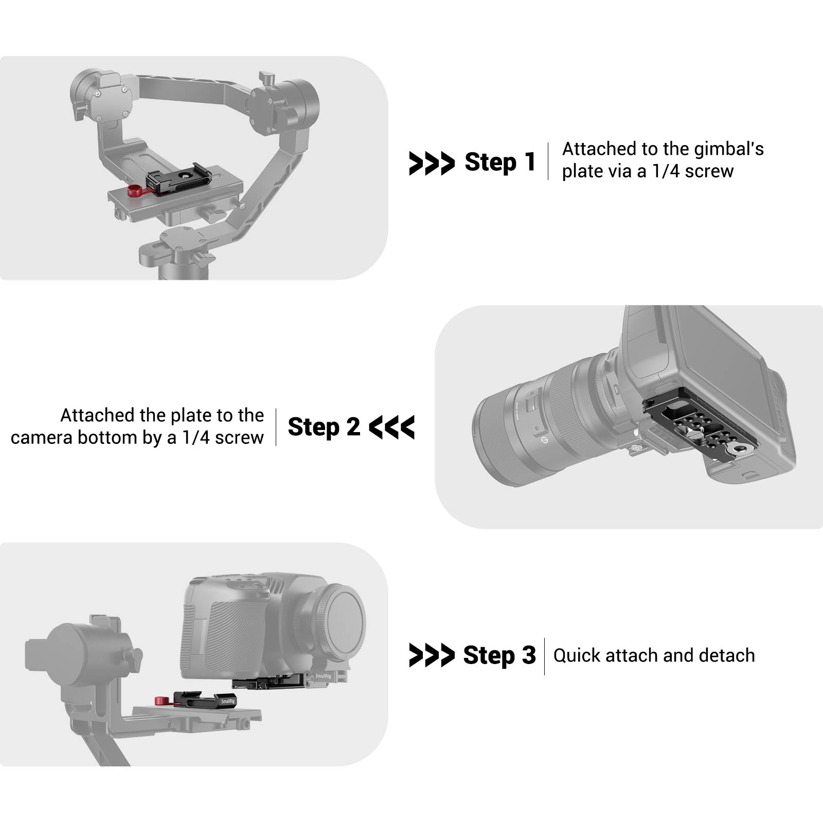 SMALLRIG Offset Plate Kit for BMPCC 4K and 6K, for DJI Ronin S & for Zhiyun Crane 2 & for Moza Air 2 - BSS2403