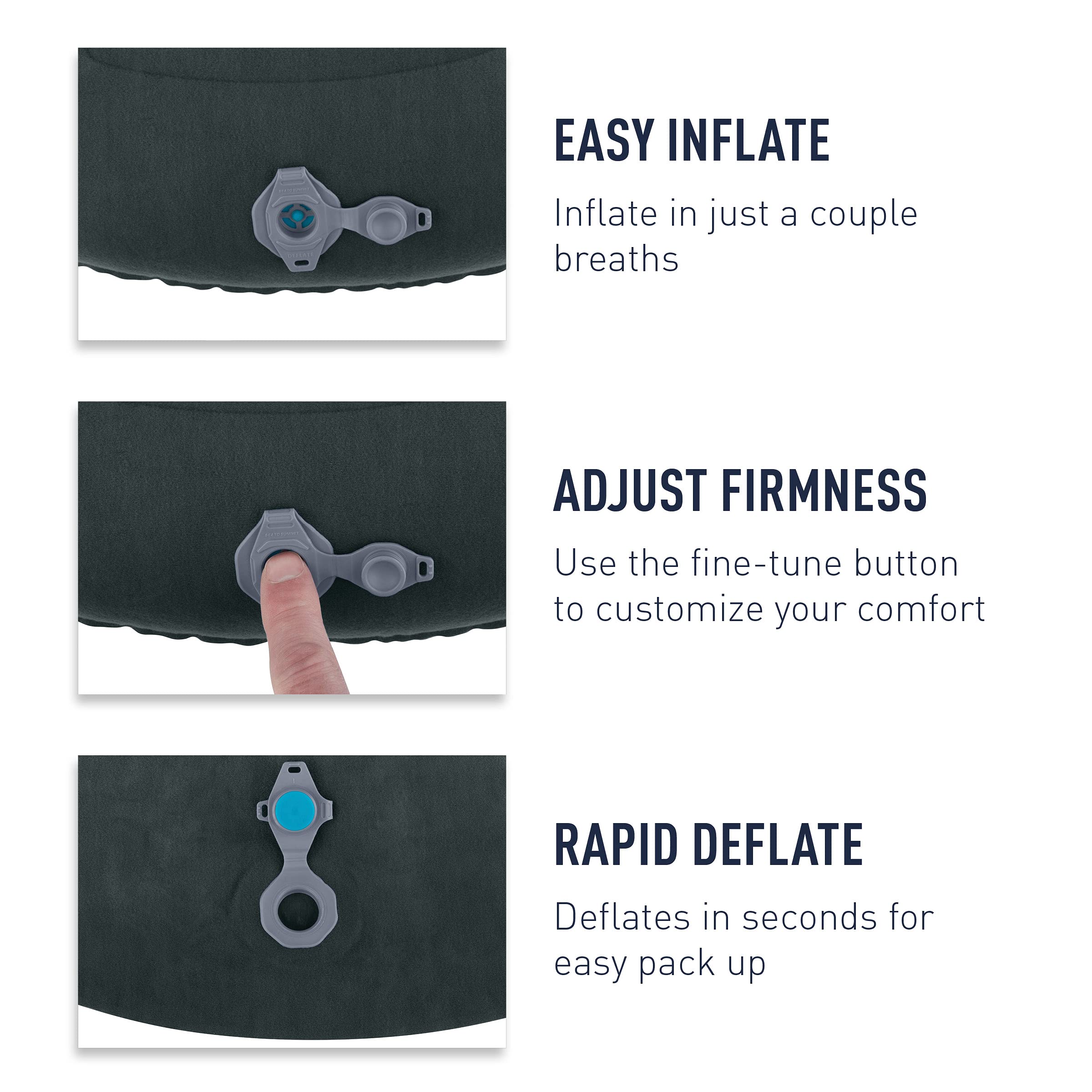 Sea to Summit Aeros Ultralight Inflatable Camping and Travel Pillow, Regular (14.2 x 10.2) Grey