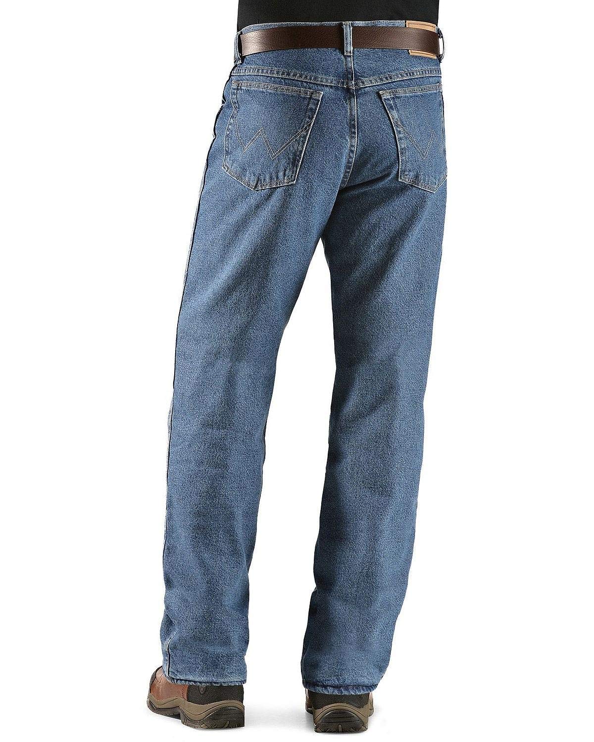 Wrangler mens Rugged Wear Woodland Thermal jeans, Stonewashed Denim, 36W x 30L US