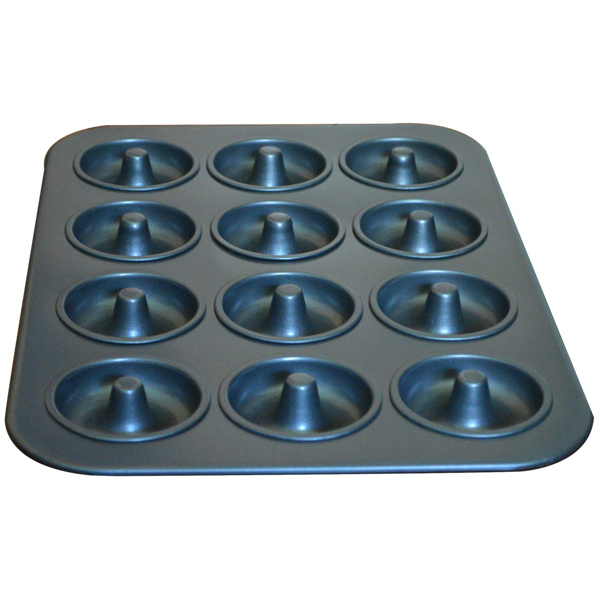 Twscvc Donut Baking Pans, Nonstick 12 Cavity Doughnut Pan, Carbon Steel Donut Mold and Mini Bagel Pan for Baking -Gray