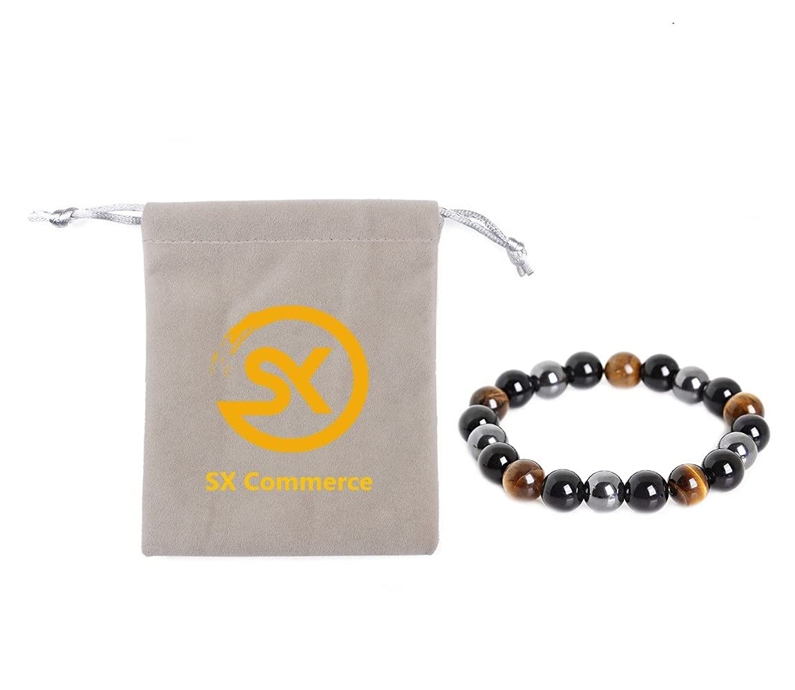 Triple Protection Bracelet For Protection Bring Luck And Prosperity Hematite Black Obsidian Tiger Eye Stone Bracelets (10MM)