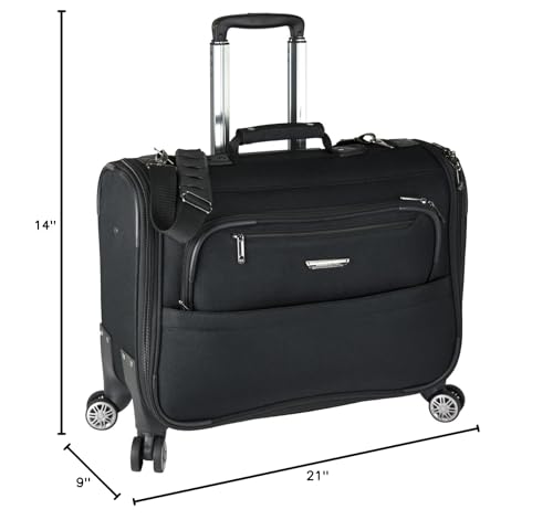 Traveler's Choice Carry-On Softside 8-Wheeled Spinner Garment Bag Luggage, Black, 21-Inch