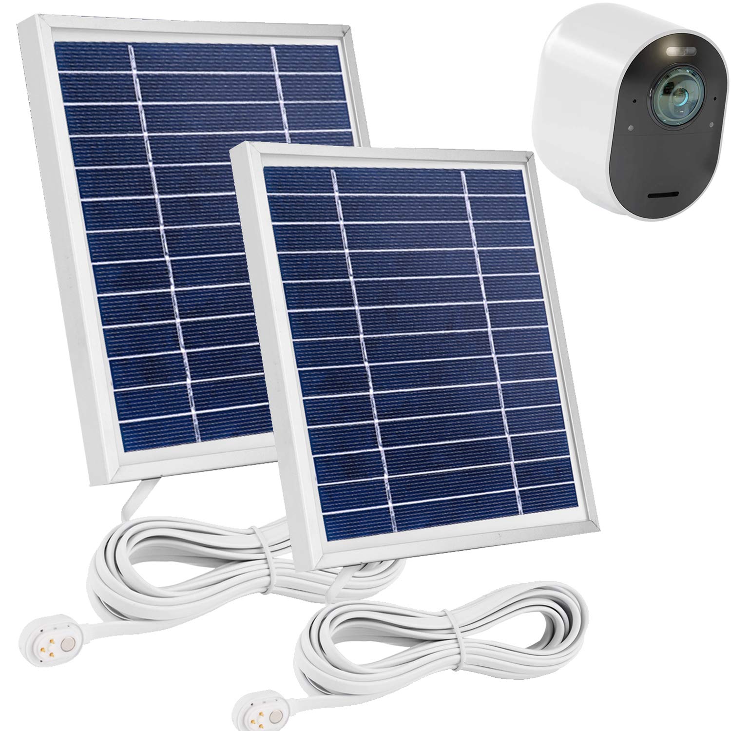Uogw 2 Pack Solar Panel Charge for Arlo Pro 3 /Arlo Ultra/Ultra 2/ Arlo Pro 4, with 11.5ft Waterproof Magnetic Power Cable, Adjustable Mount-Silver