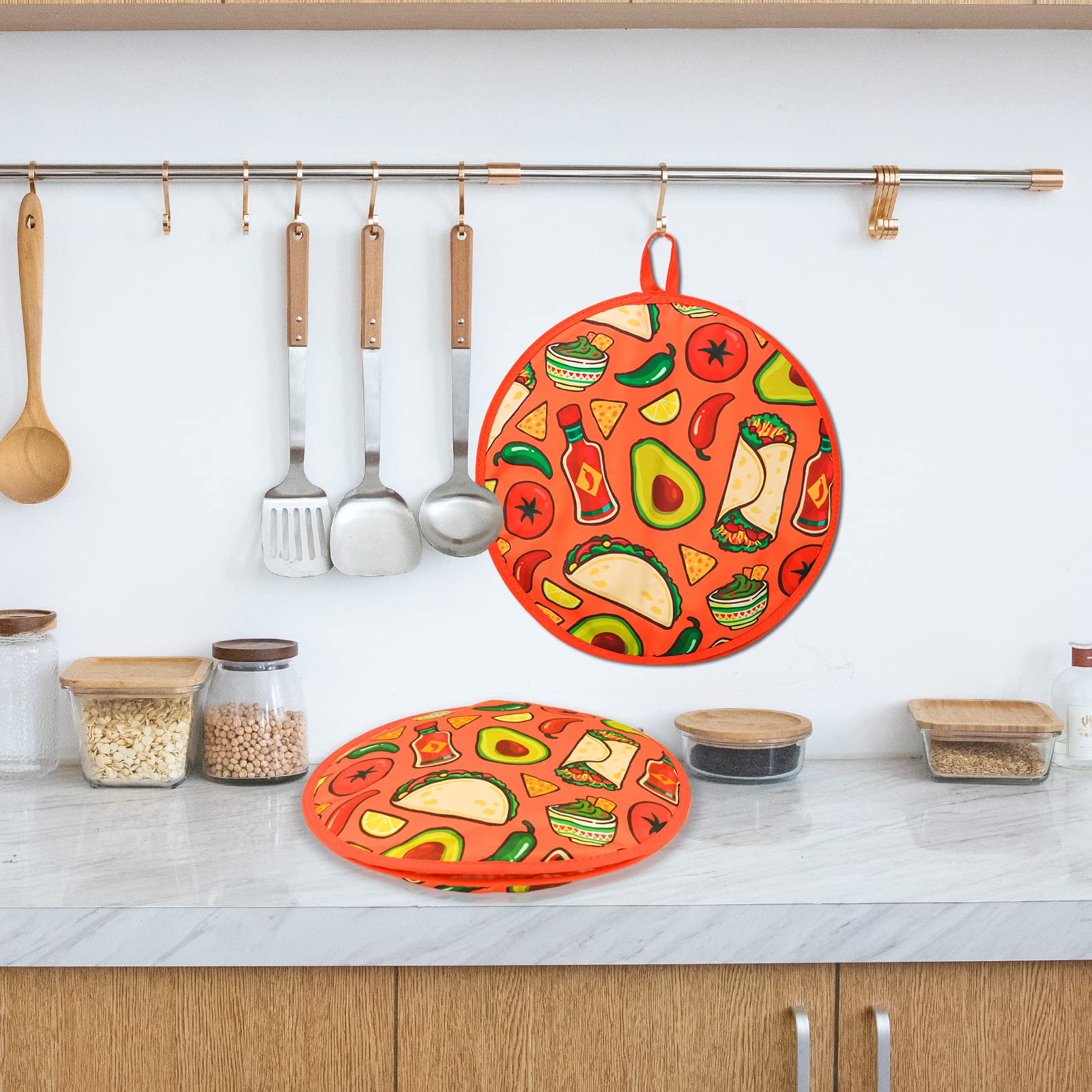 ZKOO Tortilla Warmer Pouch 12-Inch, Insulated Tortilla Holder -Microwavable Use Fabric Bag to Keep Food Warm.Ideal for Tortillas & Breads! (1, Orange)