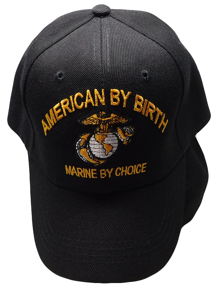 Trade Winds American by Birth Marine by Choice Black Acrylic Adjustable Embroidered Baseball Hat Cap - Officially Licensed
