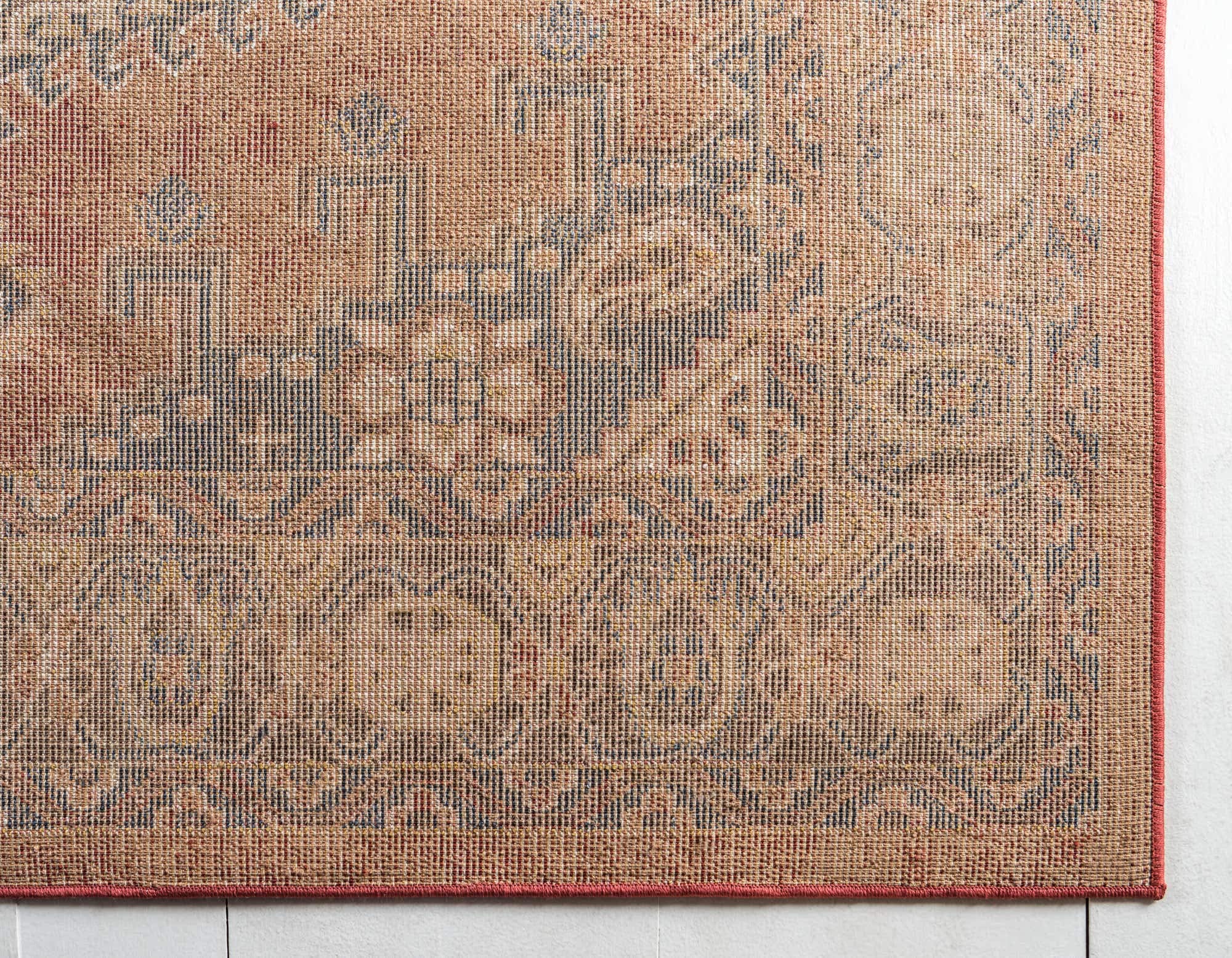 Unique Loom Utopia Collection Area Rug - Larissa (7'Square, Terracotta/ Blue)