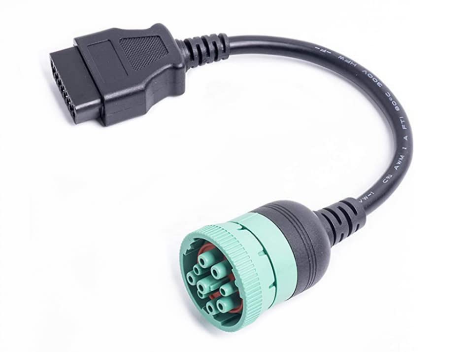 Type 2 Green J1939 9pin Female to OBD2 Female Cable