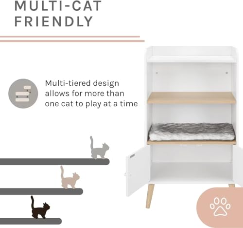 YUSTY 39 Inch Single Back Bookcase Cat Tree-Modern Style-Multifunctional Design-Premium Material-Machine Washable Cushion-Blends Well with Home Decor