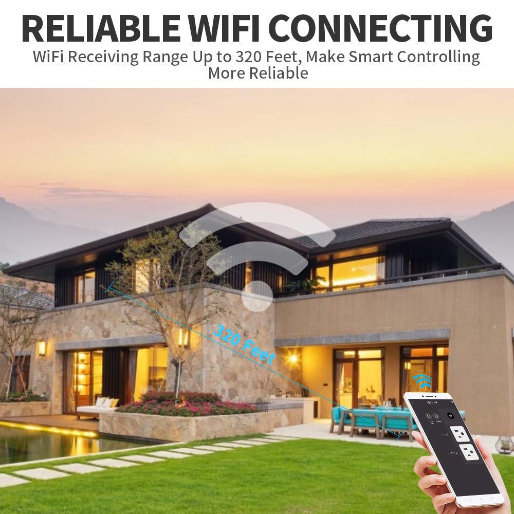 WAKYME Upgraded WiFi Outlet Outdoor Smart Plug Outdoor with 2 Outlets,No Hub Required,Wireless Remote Control Timer, Compatible with Alexa, Google Home and IFTTT (Smart Plug Outdoor)