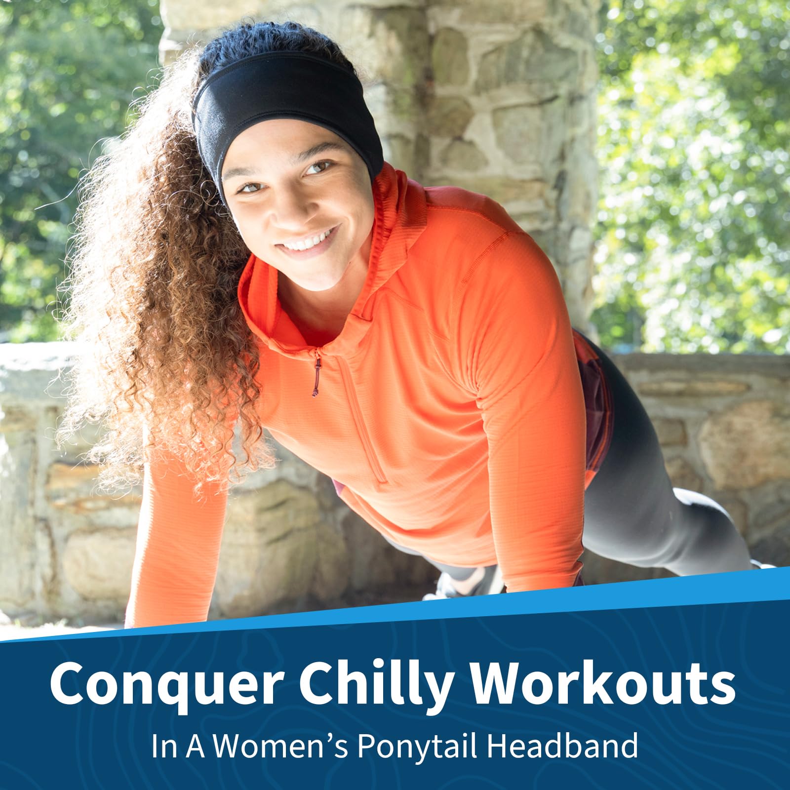 TrailHeads Women’s Ponytail Headband | Moisture Wicking Ear Band | The Power Running Headband - black One Size