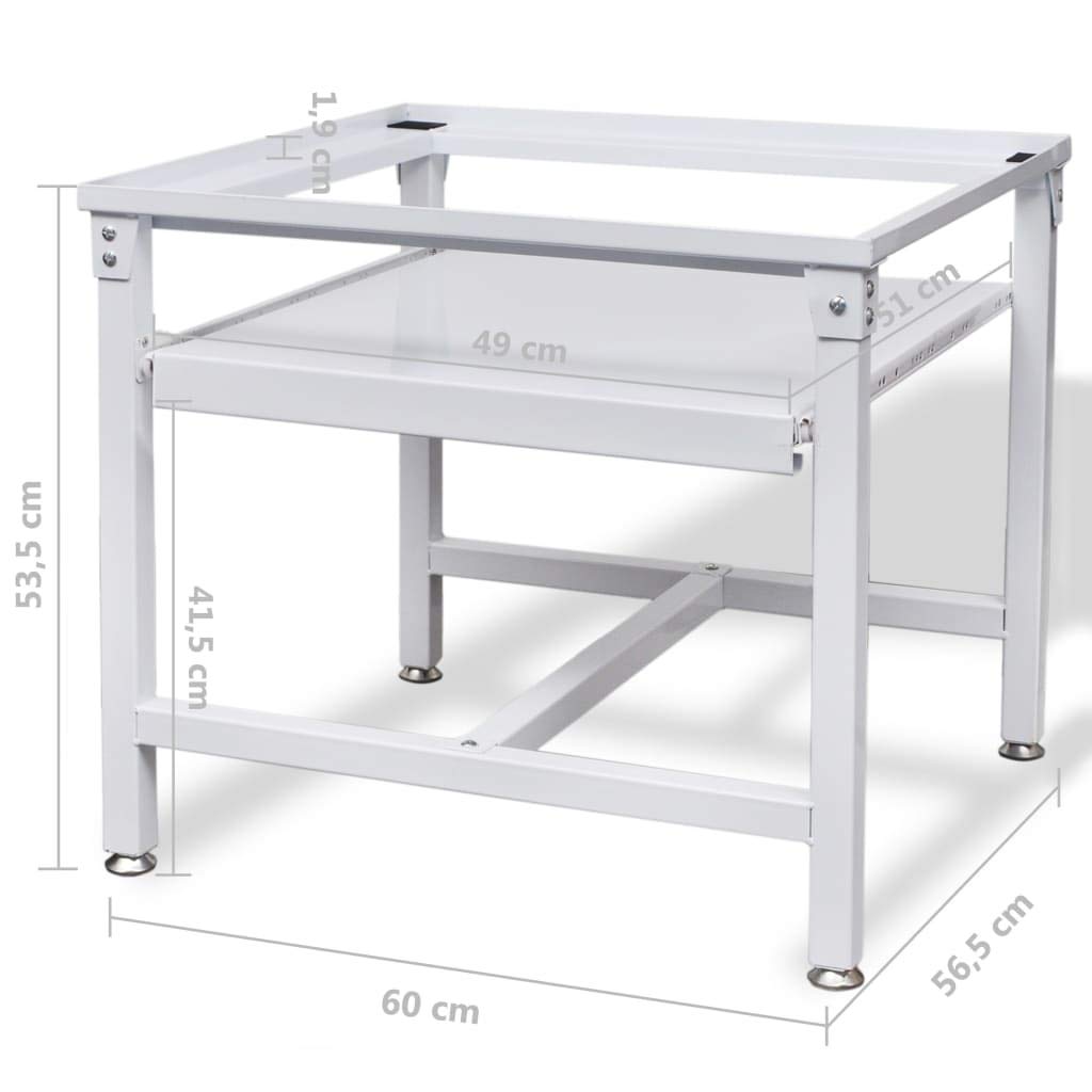 Washing Machine Pedestal with Pull-Out Shelf and Non-slip Pads - Adjustable Feet Steel Stand, Heavy Duty Appliance Base for Refrigerators, Dryers, Dishwashers 23.6" x 22.2" x 21.1"