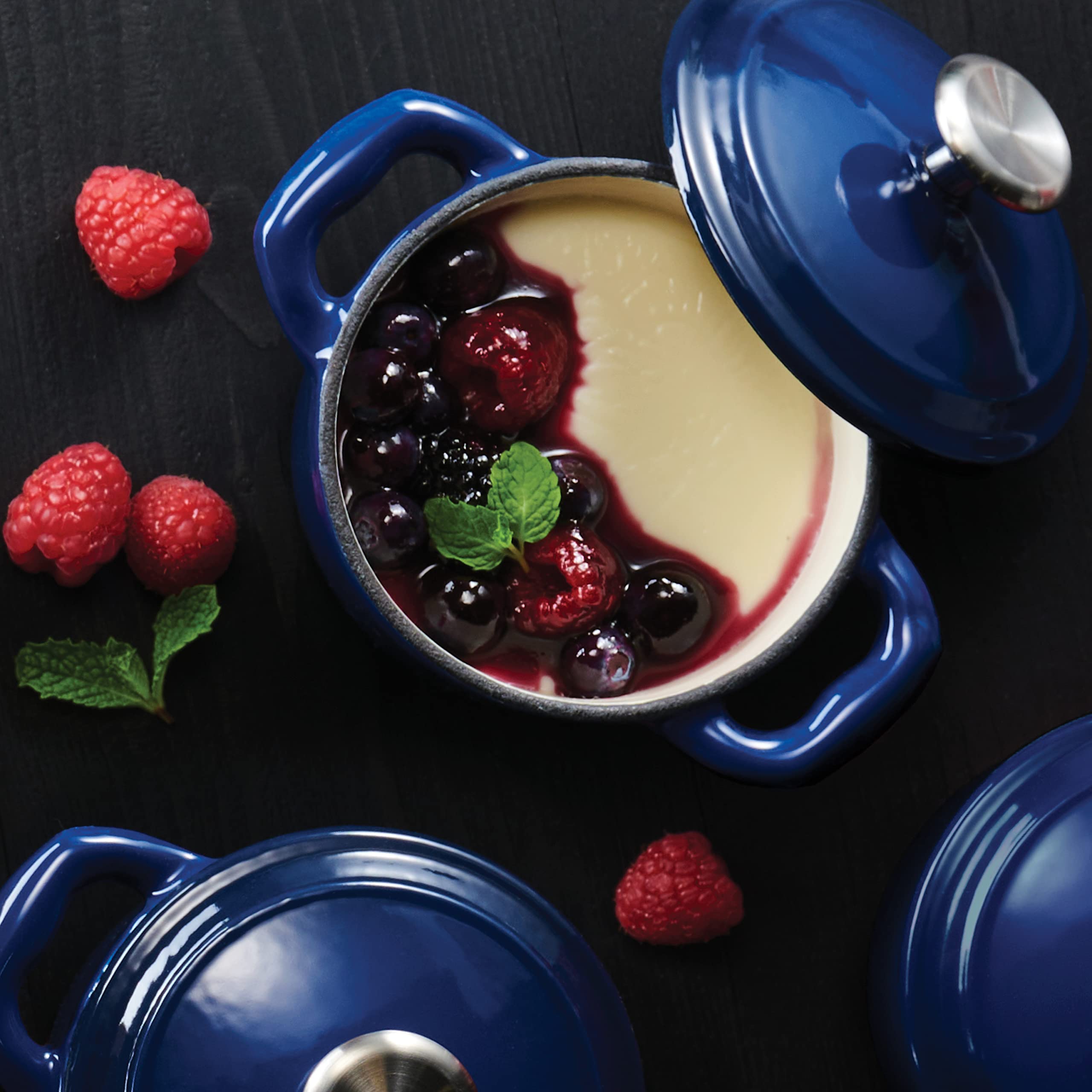 Tramontina Covered Mini Cocotte Enameled Cast Iron 10.5-Ounce Gradated Cobalt, 80131/072DS