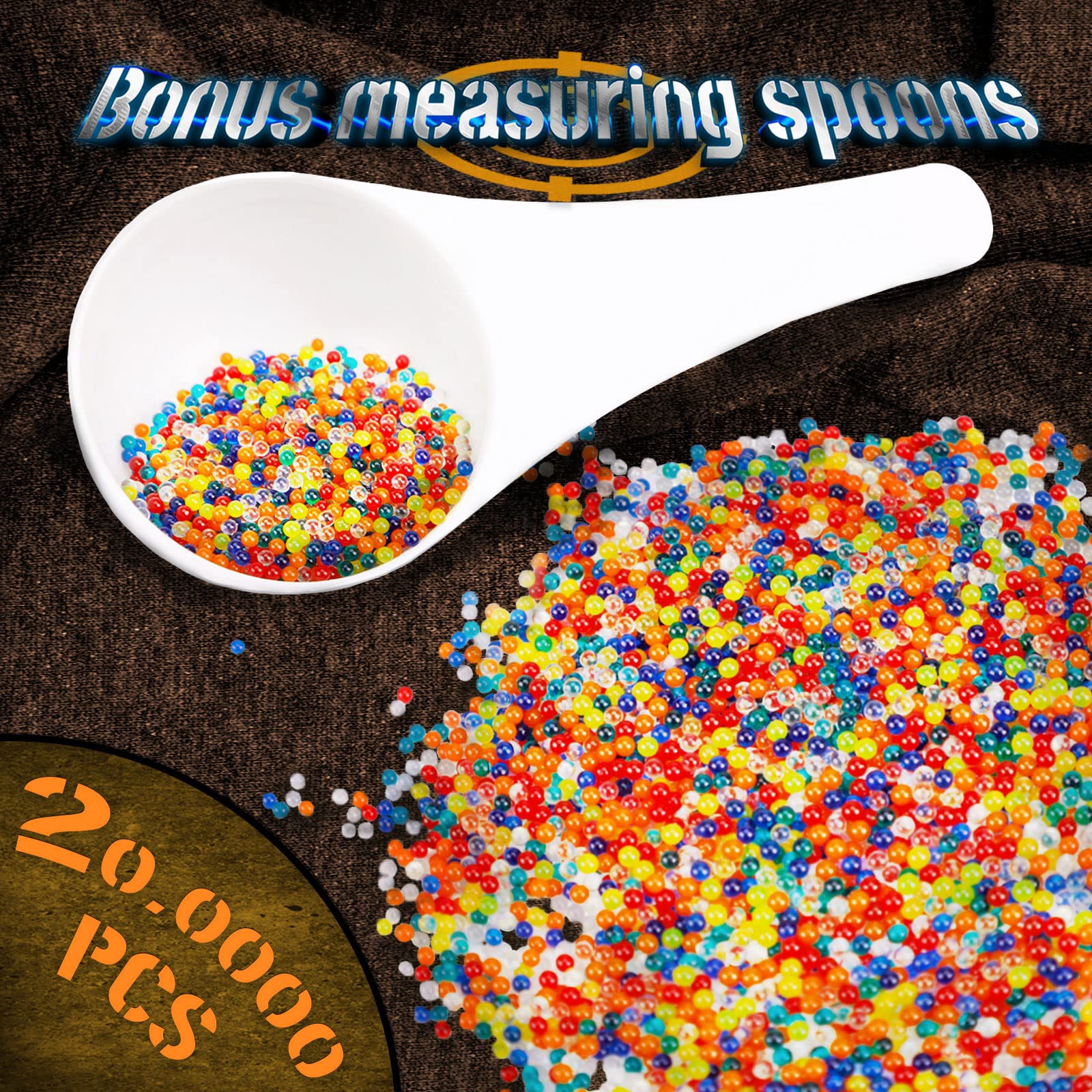 Water Balls Beads Refill Ammo 7-8mm 200000 Pcs Gel Balls Blaster Bullets with Measuring Spoon for 14+ Non-Toxic Eco Friendly Water Balls Ammo Compatible with Gel Balls Blaster Guns for Age 14+