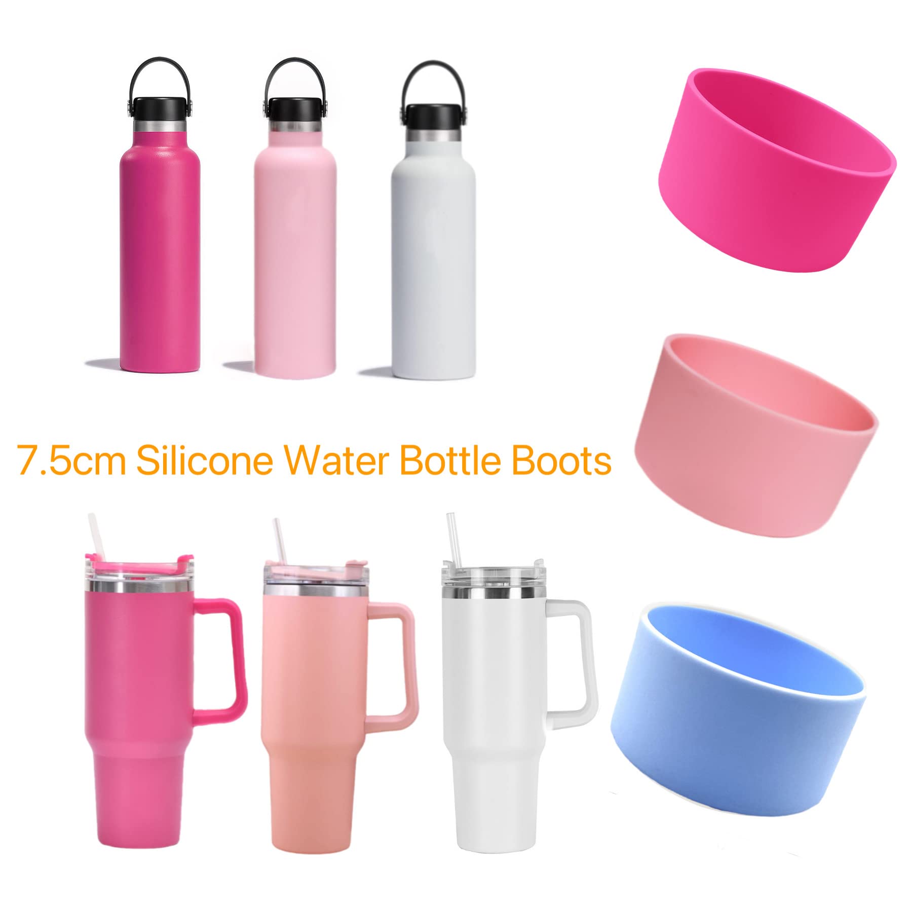 Water Bottle Boots for Stanley Cup 40Oz Tumbler, Bottle Stickers Accessories for Stanley(Rose Red,Transparent)