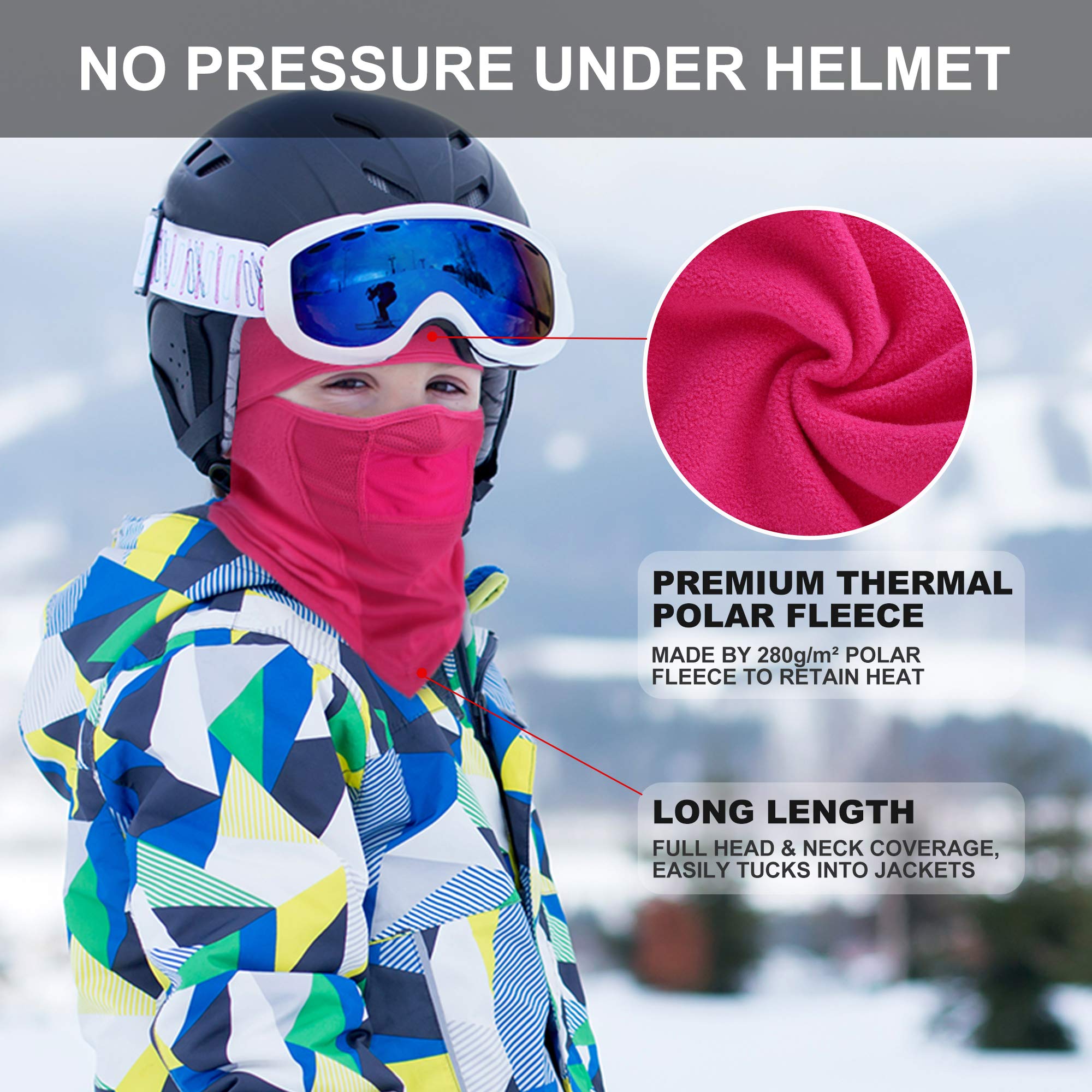 Vorshape Kids Balaclava Windproof Ski Face Warmer Neck Warmer for Cold Weather, Black