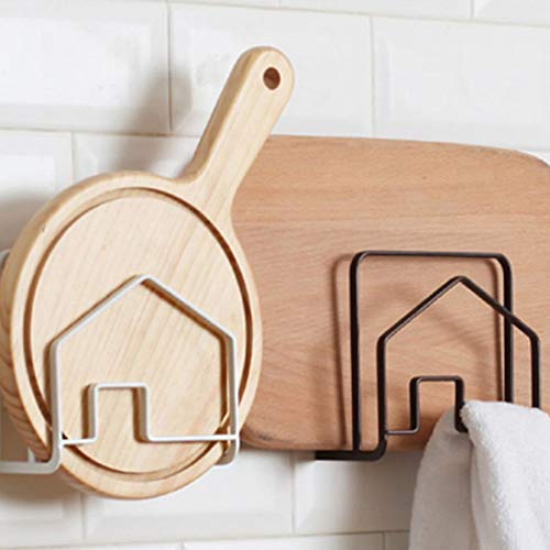 WUDILU Multi-Cell Wall-Mounted Cutting Board Rack Metal Drying Pan Pot Rack Cover Lid Rest Stand Spoon Holder Kitchen Tool (Color : E)