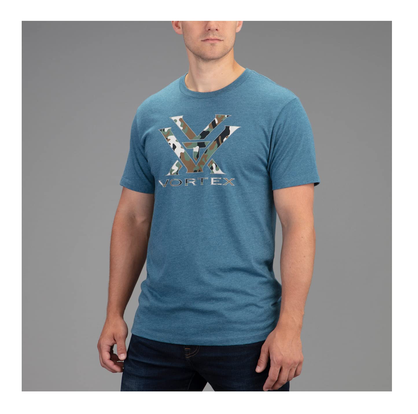 Vortex Optics Logo Short Sleeve T-Shirts (Steel Blue Heather Camo, 3X-Large)