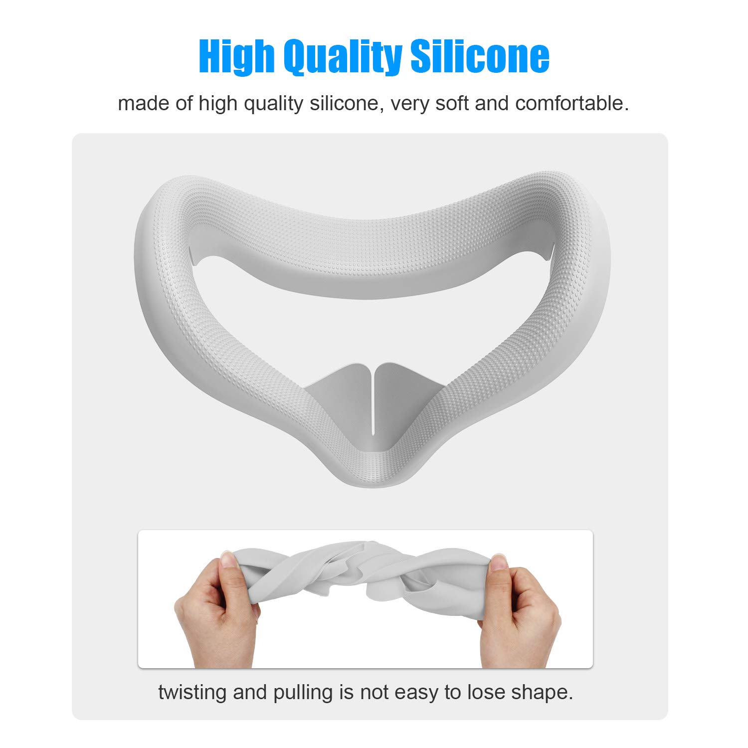Vr Cover for Oculus Quest 2 Accessories,Silicone Oculus Quest 2 face Cover&face pad,Sweatproof Waterproof Anti-Dirty Replacement (1 Pack,White)