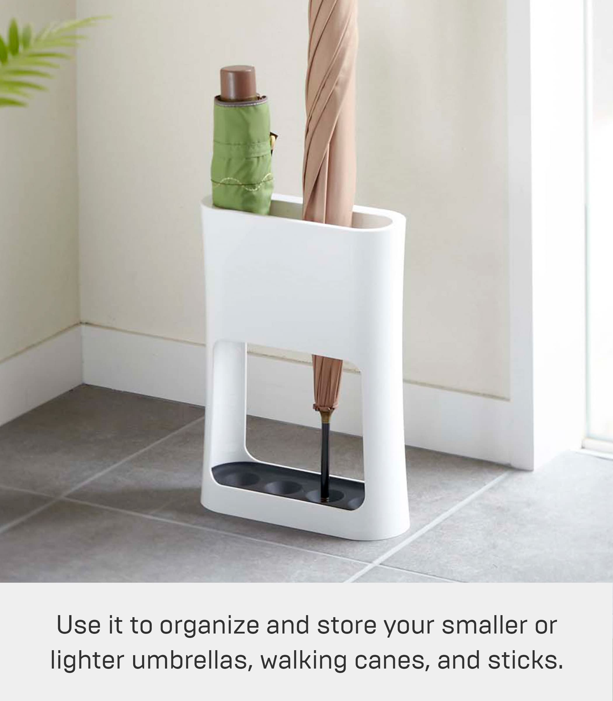 YAMAZAKI Compact Home Oval Holder Walking Canes | Plastic | Umbrella Stand, One Size, White