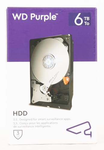 WD Purple 6TB Surveillance 3.5 Inch Internal Hard Drive - Allframe 4K - 180TB/yr, 64MB Cache, 5640 RPM Class