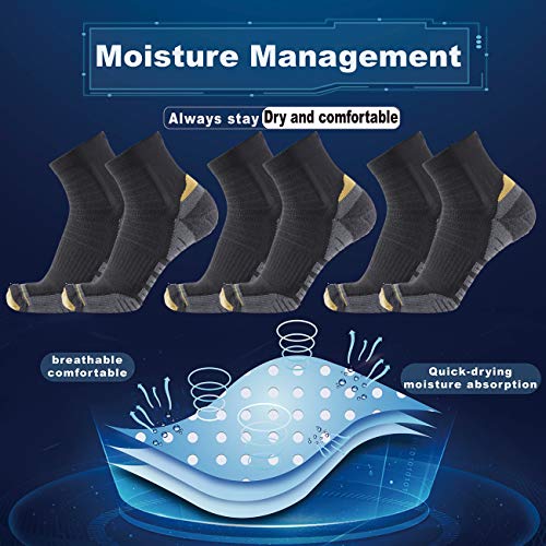 SOLAX Women Coolmax Cotton Athletic Sport Quarter Running Socks 3 Pairs (M, Black107)