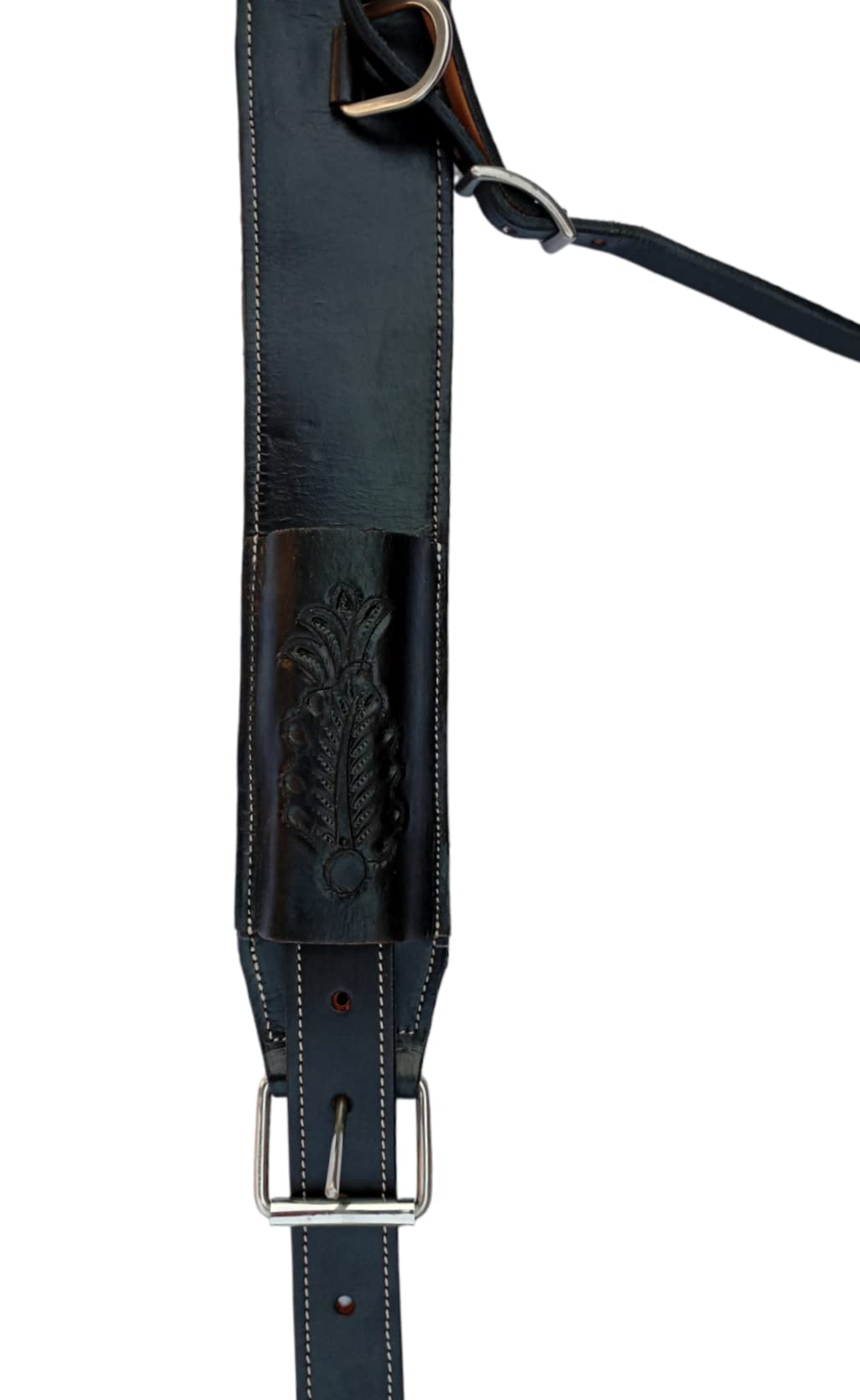 WEMBILS Horse Western Leather Complete Flank Cinch Set Rear Flank Back Cinch Girth Saddle Billets TACK Horse Cinches (Black)
