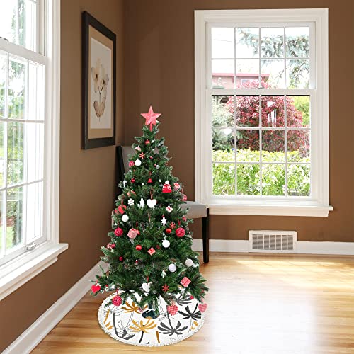 Small Christmas Tree Skirt Palm Tree Pattern,30 Inch Tree Skirt for Christmas Holiday Party Decoration,Rustic Tree Skirts Mat Home Indoor Outdoor Ornaments