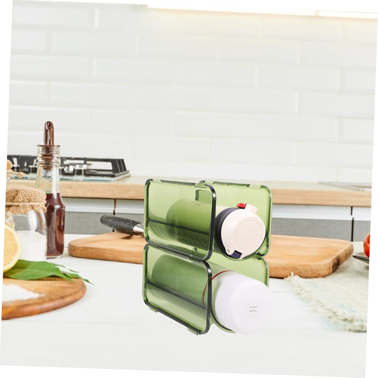 Veemoon 2pcs Cup Rack Wine Storage Organizers Wine Bottle Holder Vacuum Bottle Holders Water Bottle Organizers Stackable Bottle Holder Water Bottle Shelf Plastic Storage Rack