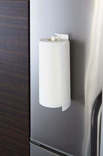 Yamazaki KT-PL AK WH Plate Magnetic Paper Towel Holder, 約W6×D5.5×H24.5cm, White