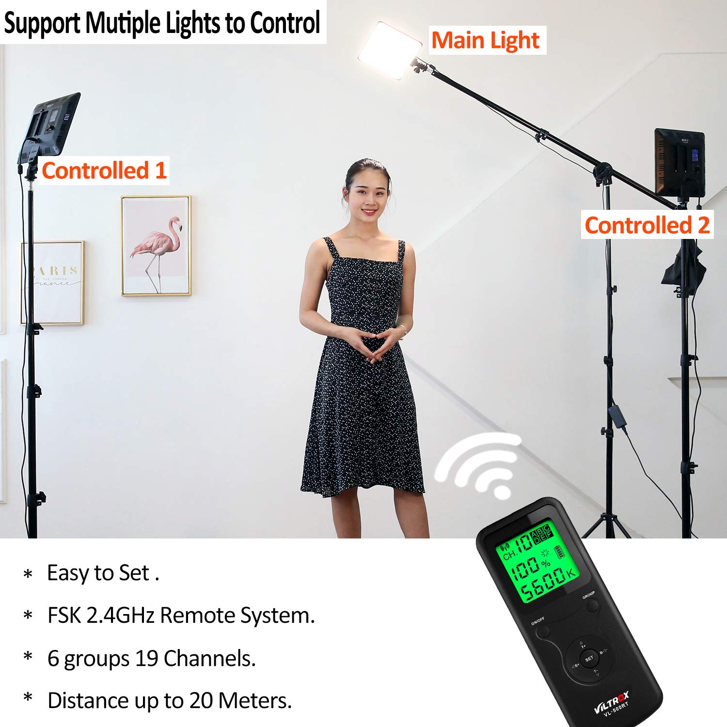 VILTROX Bi-Color LED Video Light Panel Lighting Kit Includes: 3300K-5600K CRI 95 LED Light Panel with Hot Shoe Adapter/Light Stand/Remote Controller and AC Adapter