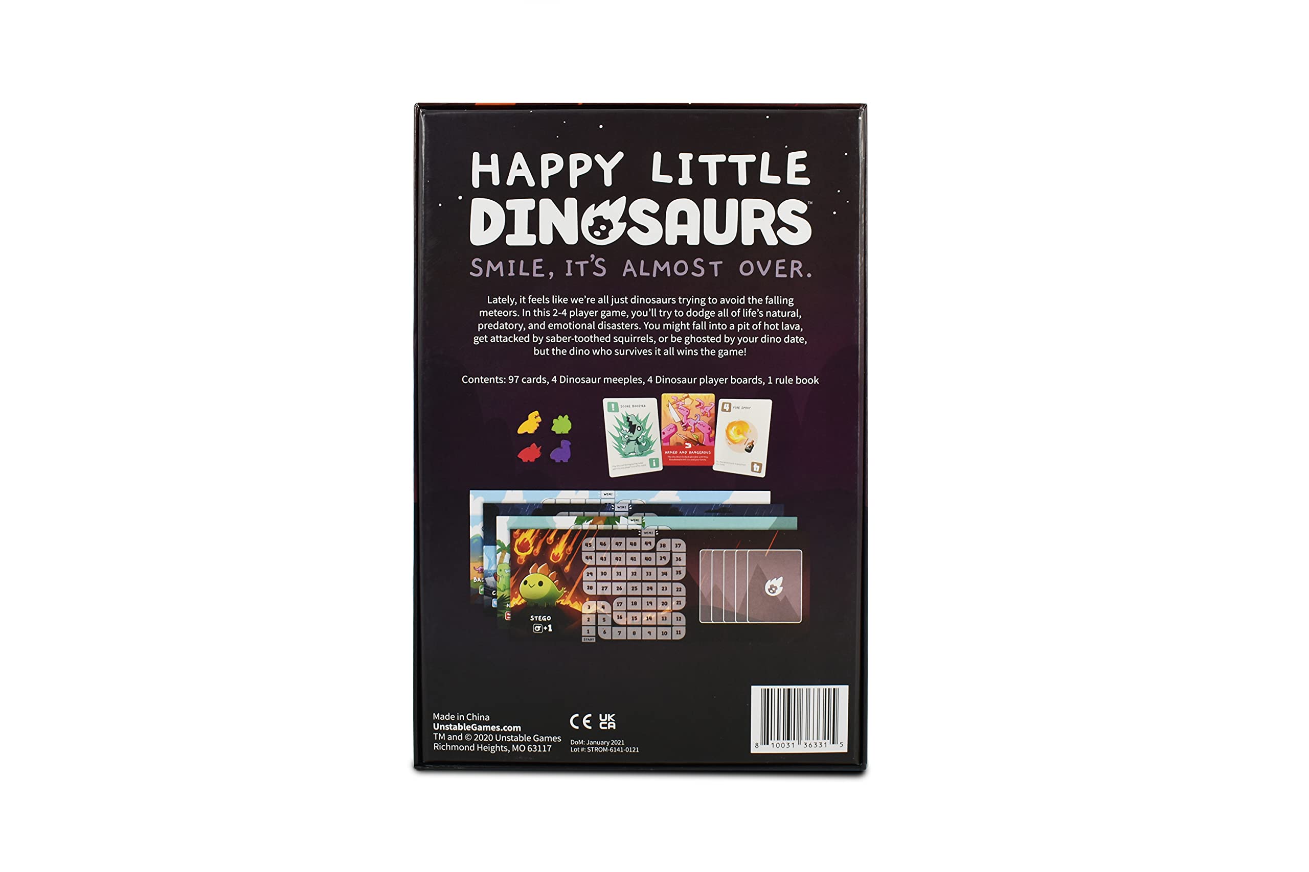 Unstable Games - Happy Little Dinosaurs Base Game - Competitive Sabotage Funny Card Game For Kids, Teens, Adults - 2-4 Players, Hand Management