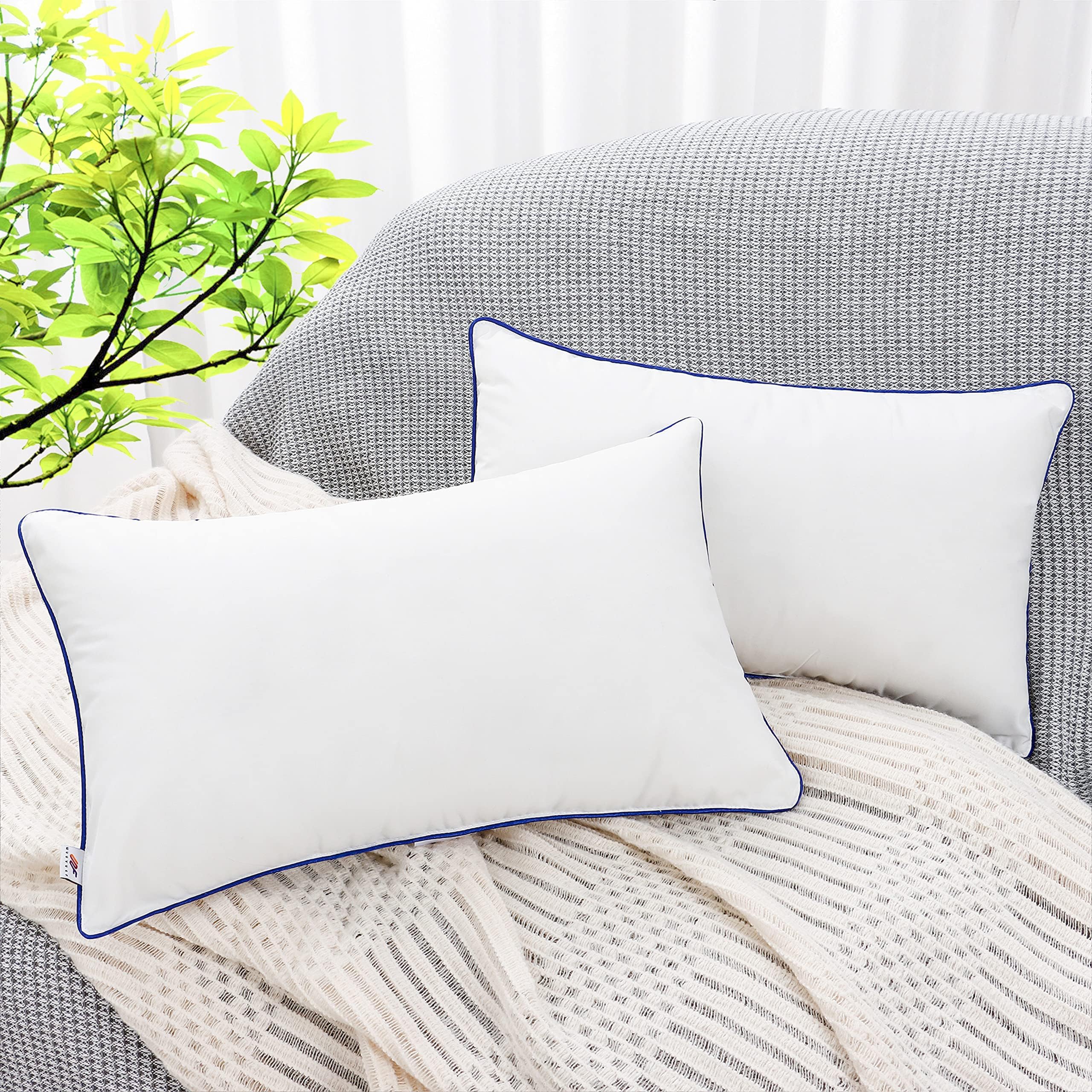 Wuuyuef 12 x 20 Pillow Insert set of 2 Indoor Throw Pillow Insert, Rectangle Decorative Pillows Inserts, Throw Pillows for Couch,Throw Pillows for Bed,White Throw Pillows