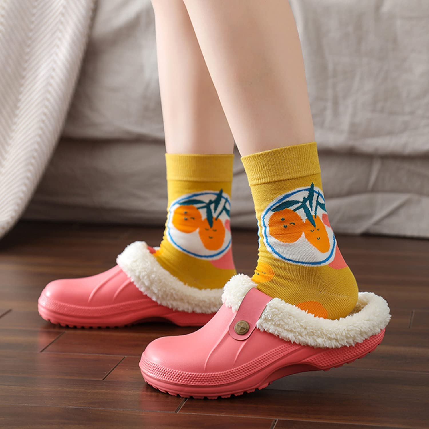 Unisex Fur Lined Clogs Fleece Lined Clogs for Women Men Winter Indoor Outdoor Fuzzy Clog Soft Cushioned Plush Waterproof Slippers