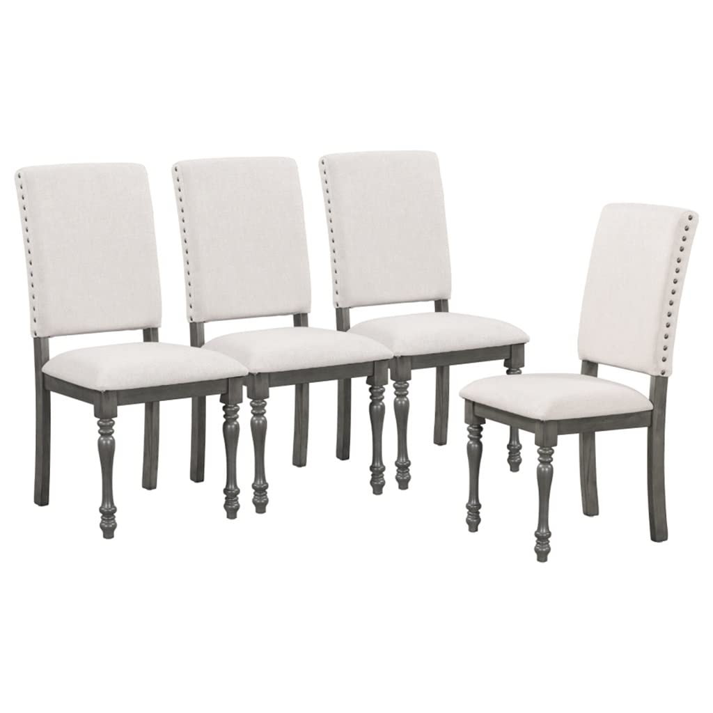 ZHYH 6 Piece Wooden Dining Table Rectangular Table with Turning Legs 4 Upholstered Chairs and Dining Room Bench
