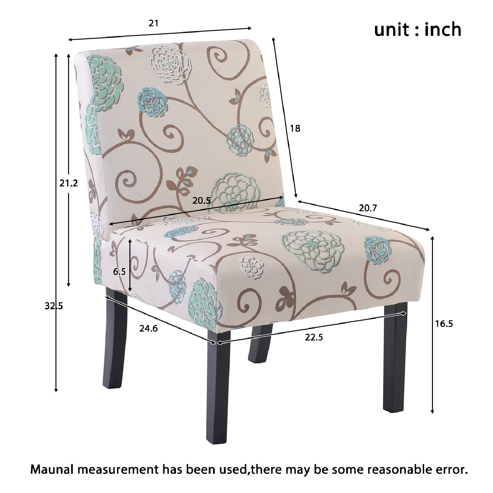 Wycian Kitchen Chair High Chair Seat, Sofa Chair Set 2PCS Upholstered Beige with Script Pattern Seat Height 16.5" Living Room Bedroom Dining Rooms Garden