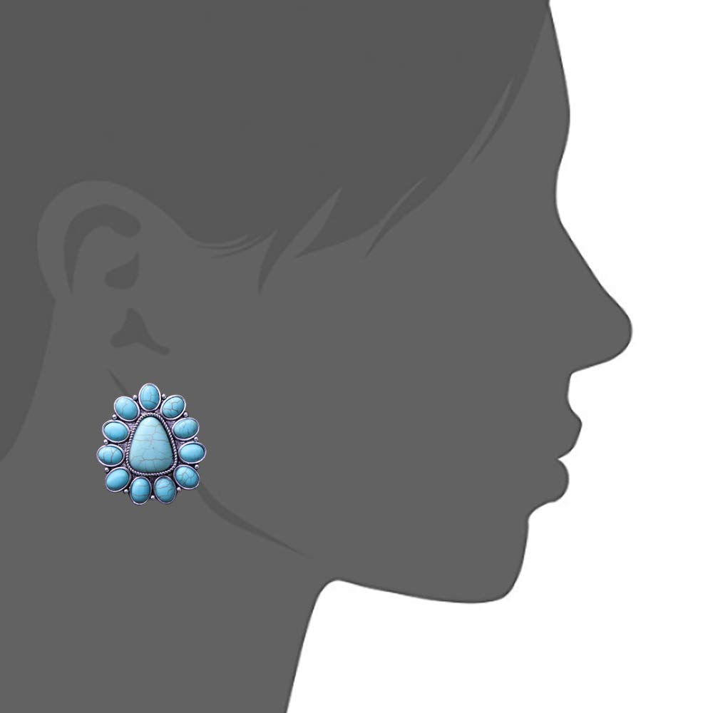 Turquoise Medium Western Triangle Flower Earrings No. 960